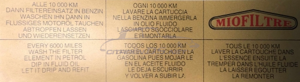 Rectangular air filter maintenance sticker | Citro